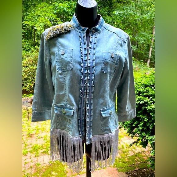Ruby Rd. | Jackets & Coats | Upcycled Fly Ruby Rdhand Painted Butterfly Denim Jacket With Silver ...